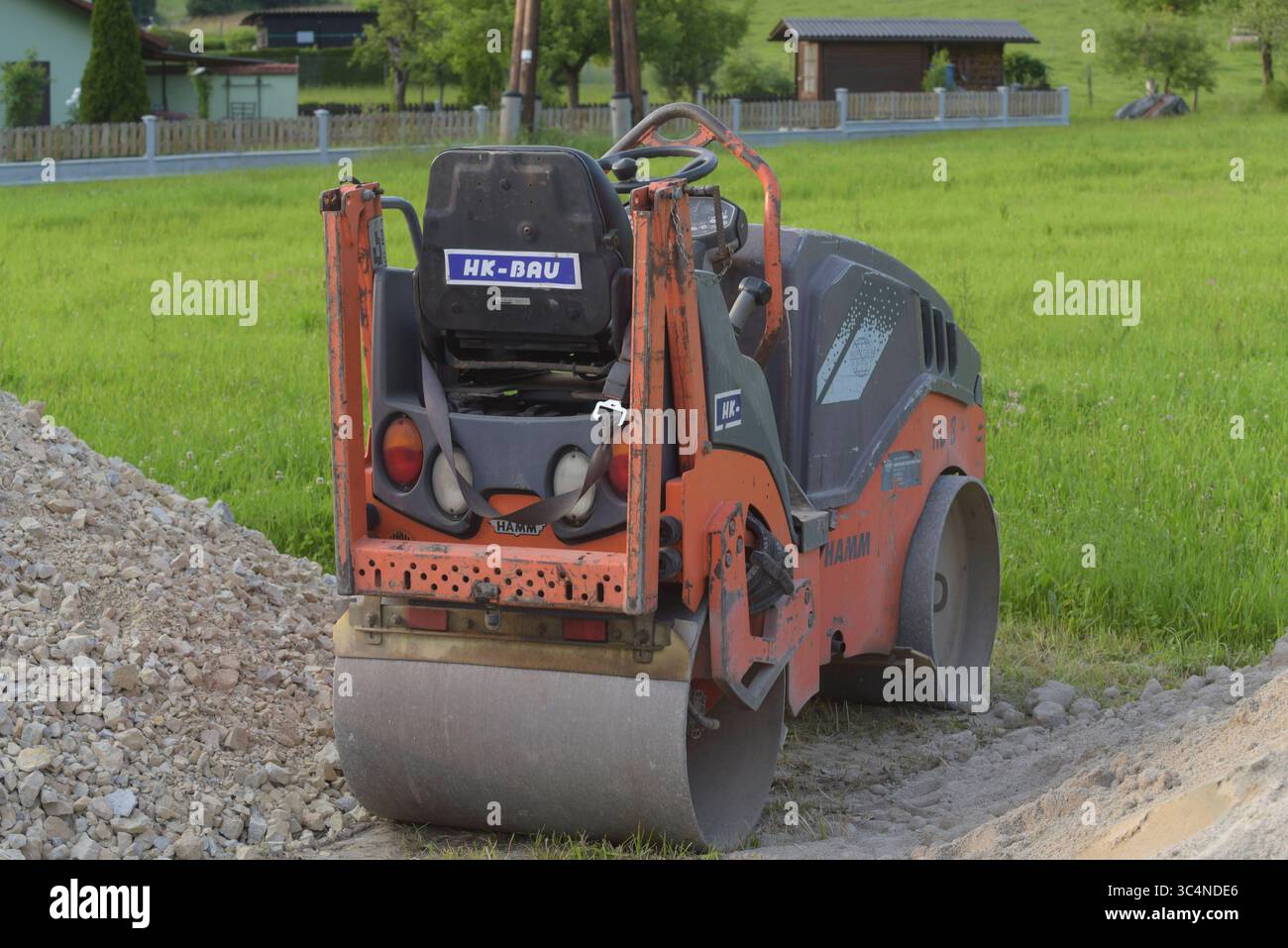 a road roller in the construction work and road work road roller in ...