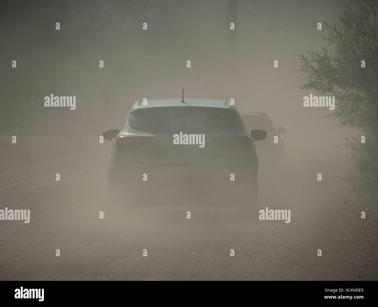 in a four wheel drive car on an offroad path in a four wheel drive car ...