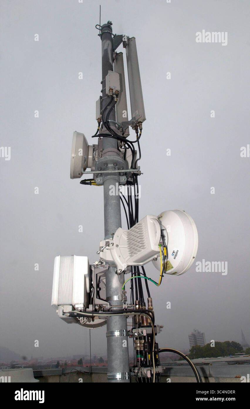 cell tower and antennas in a mobile or cellular network cell tower in a mobile network Stock ...