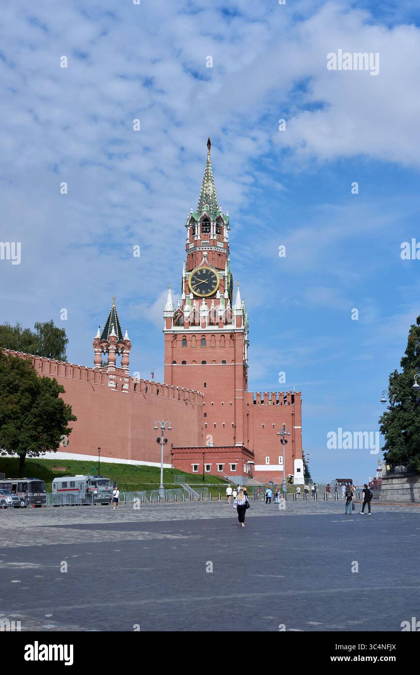 The iconic Spasskaya Tower with its famous clock stands tall at the ...