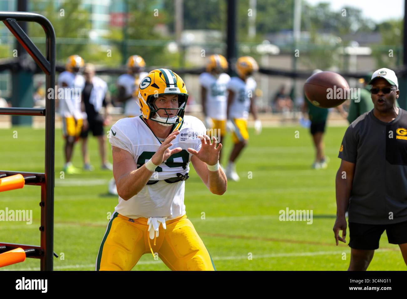 Green Bay Packers Ben Sims during an NFL practice Monday, July 28, 2025 ...
