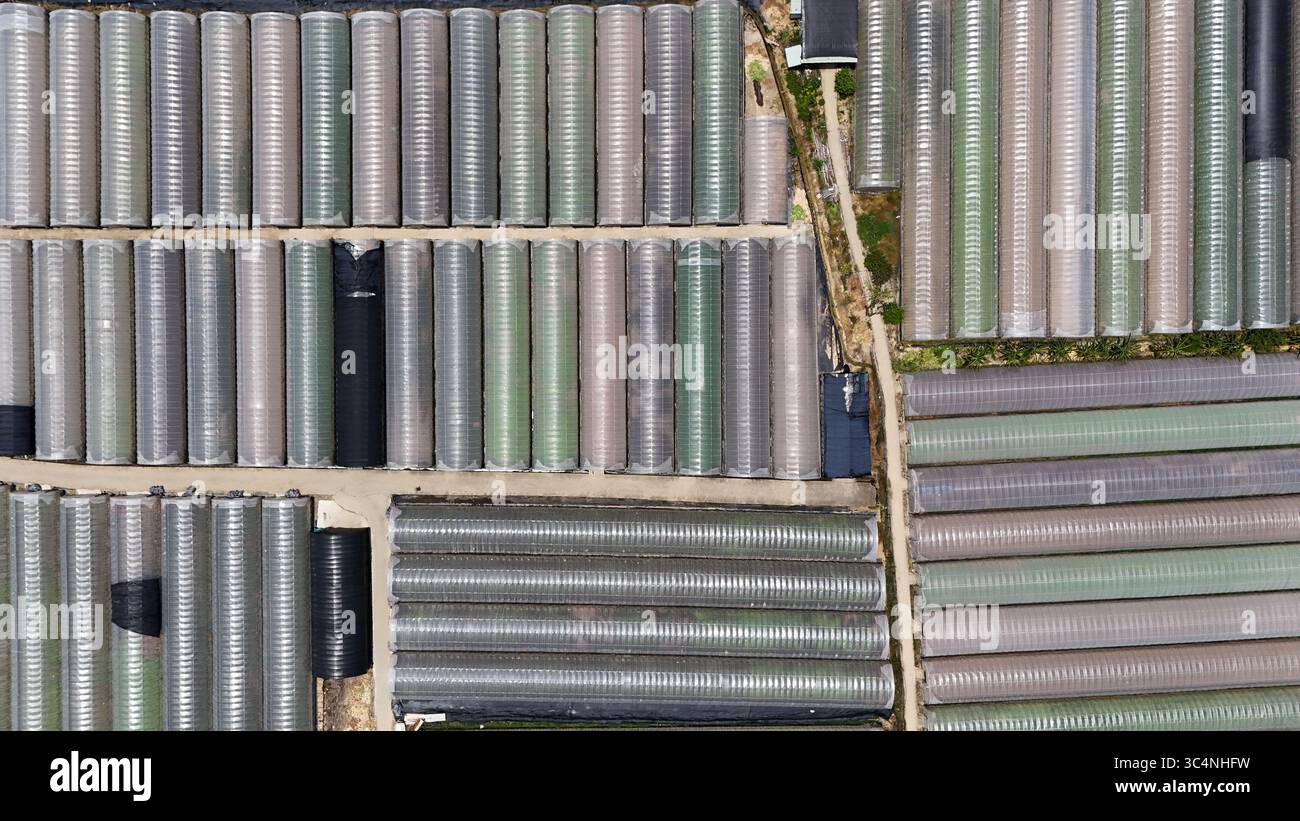 Modern Greenhouses and Cropland Landscape Stock Photo - Alamy