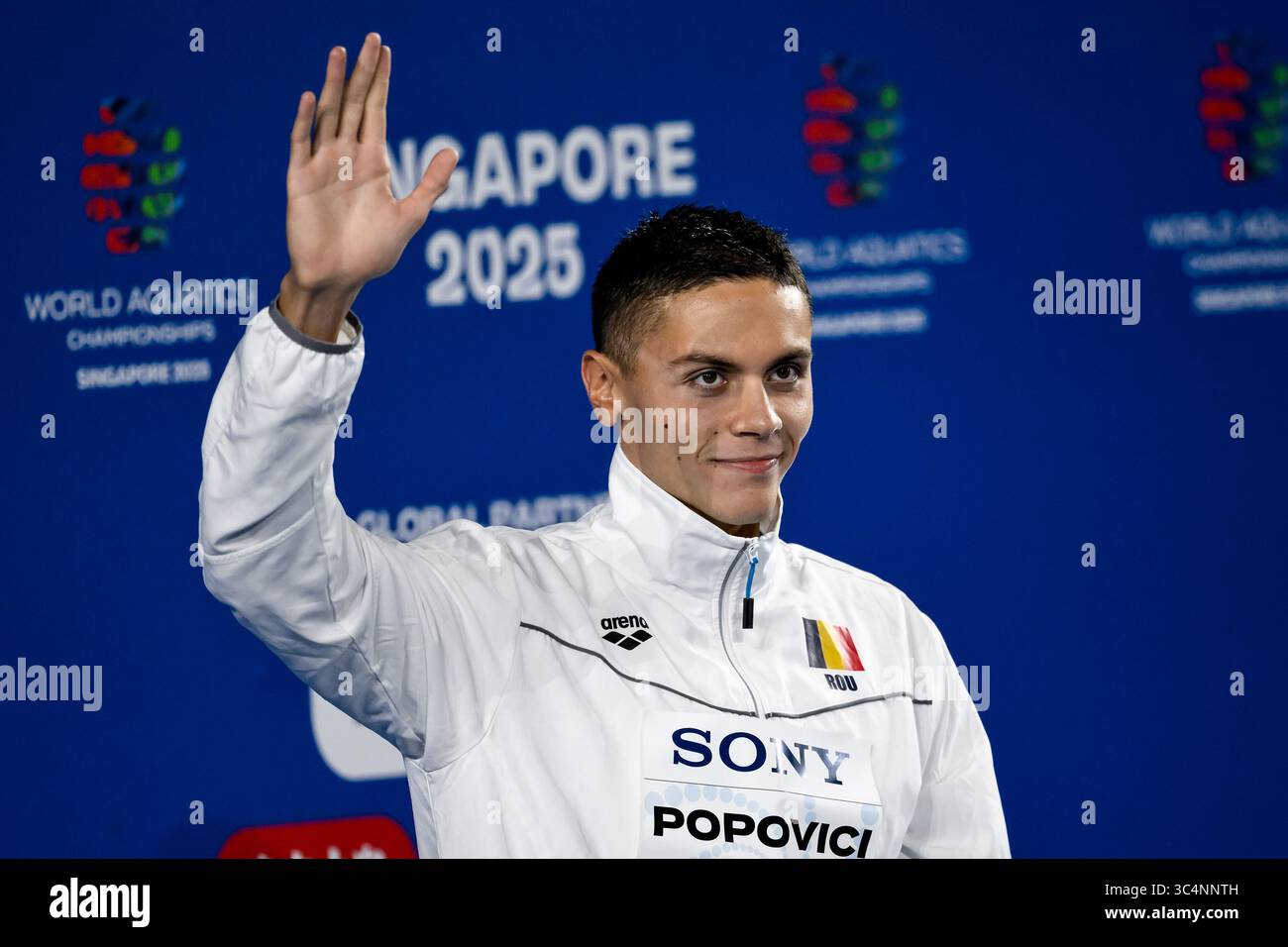 David Popovici of Romania celebrates after winning the gold medal in ...