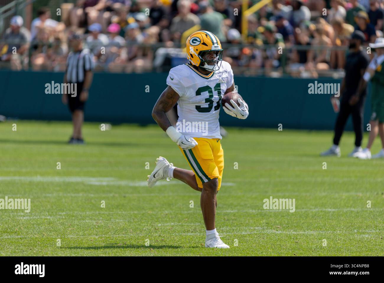 Green Bay Packers Emanuel Wilson during an NFL practice Monday, July 28 ...