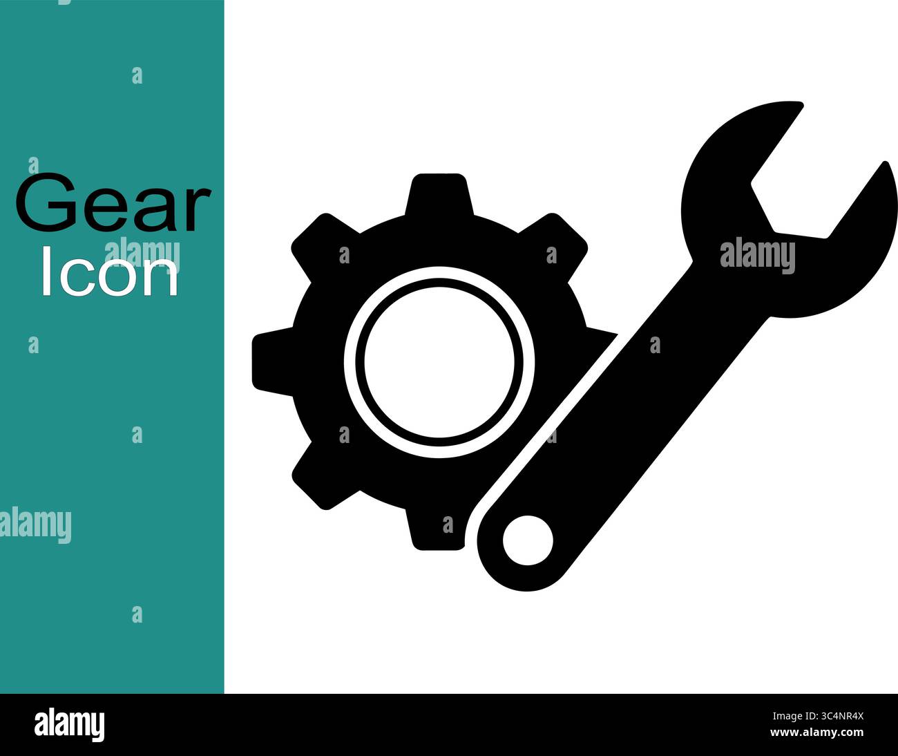 Wrench and gear icon for engineering solutions and mechanical design ...