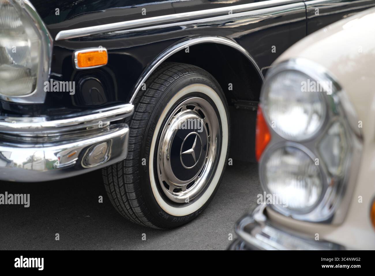 Bangkok, Thailand, 2 Feb 2025, Mercedes-Benz Vintage Wheels with Chrome ...
