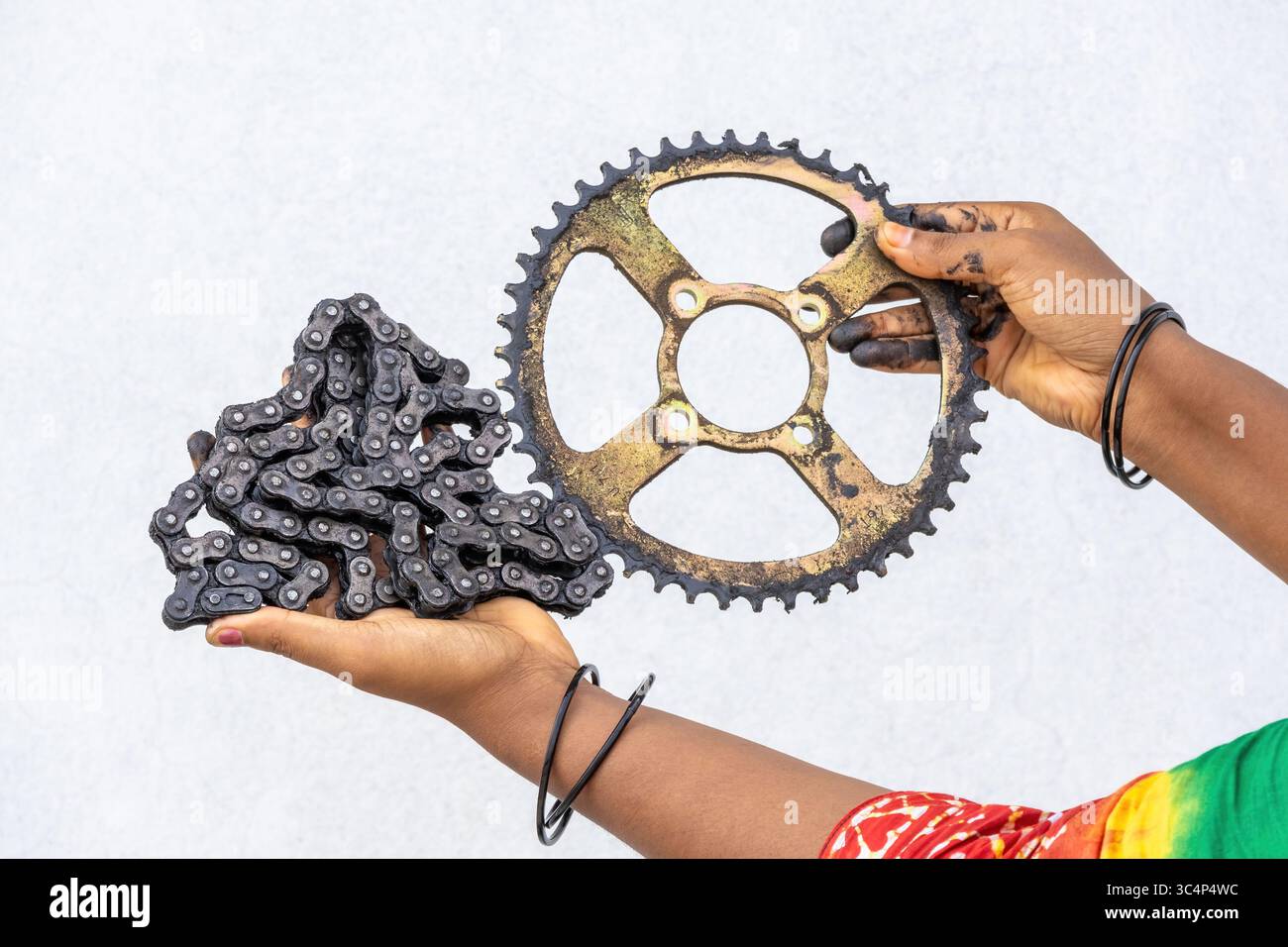 Mechanic oily hand holding hi-res stock photography and images - Alamy