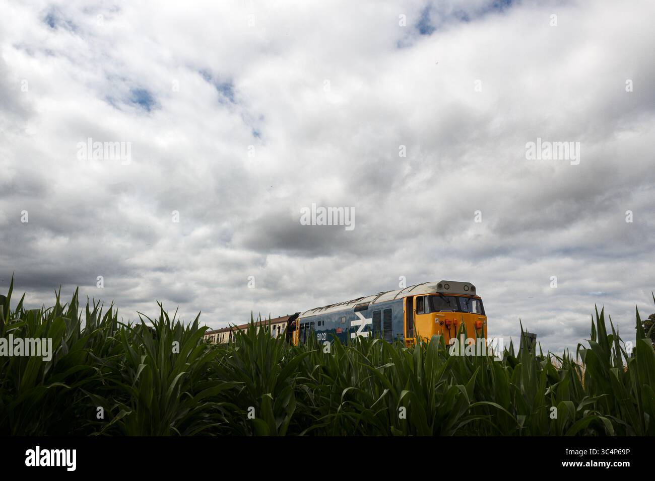 Class 50 diesel locomotive 50021 "Rodney" pulling carriages on Chinnor ...