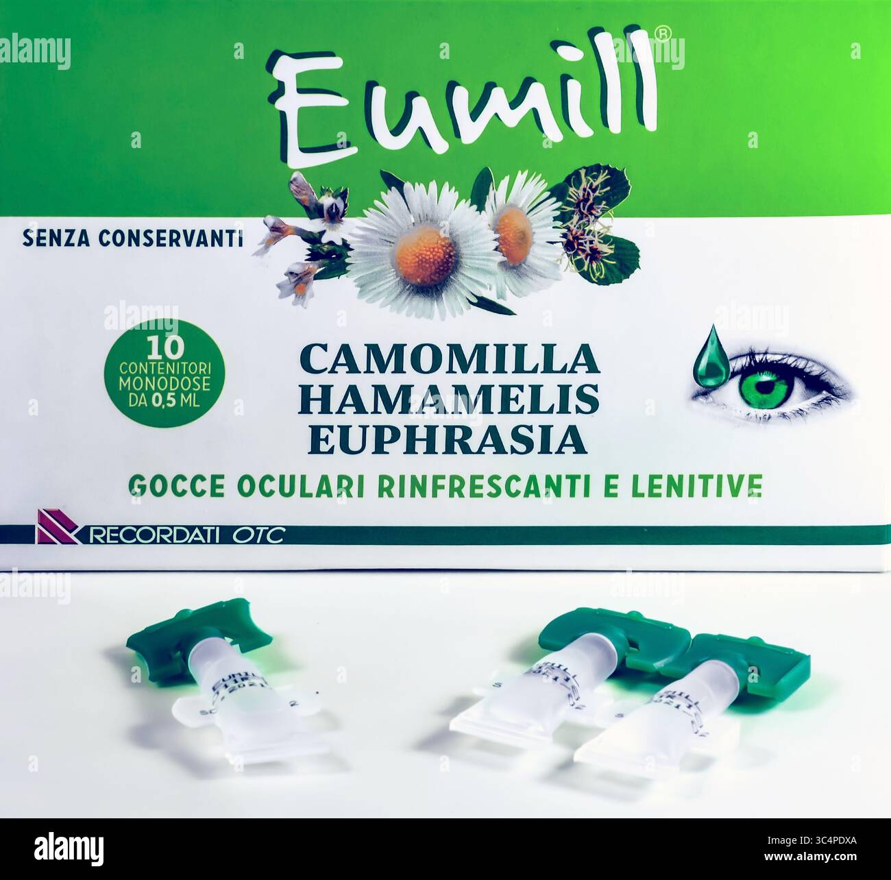 single dose eye drops package on white background Stock Photo - Alamy