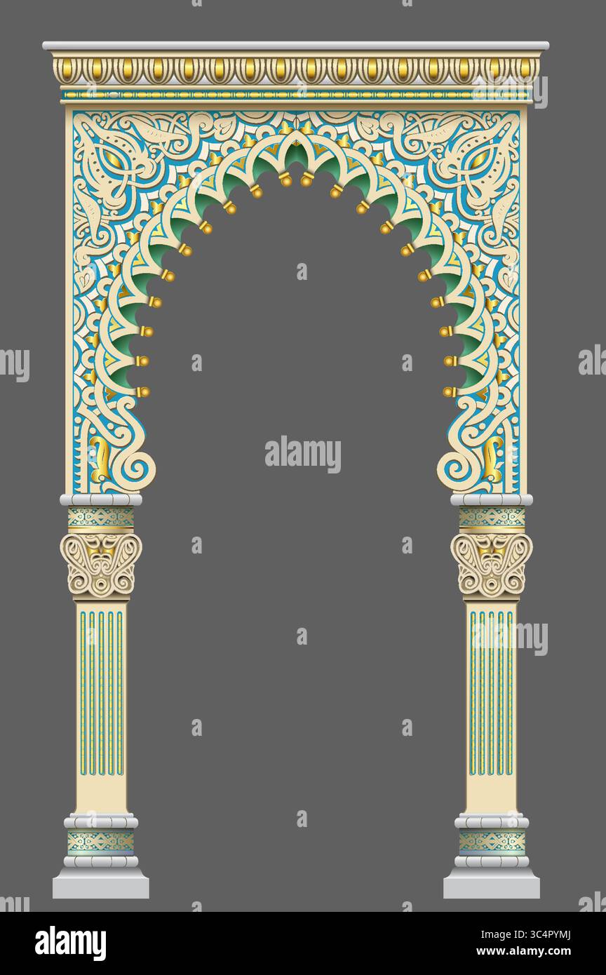 Eastern arch mosaic gate frame Stock Vector Image & Art - Alamy
