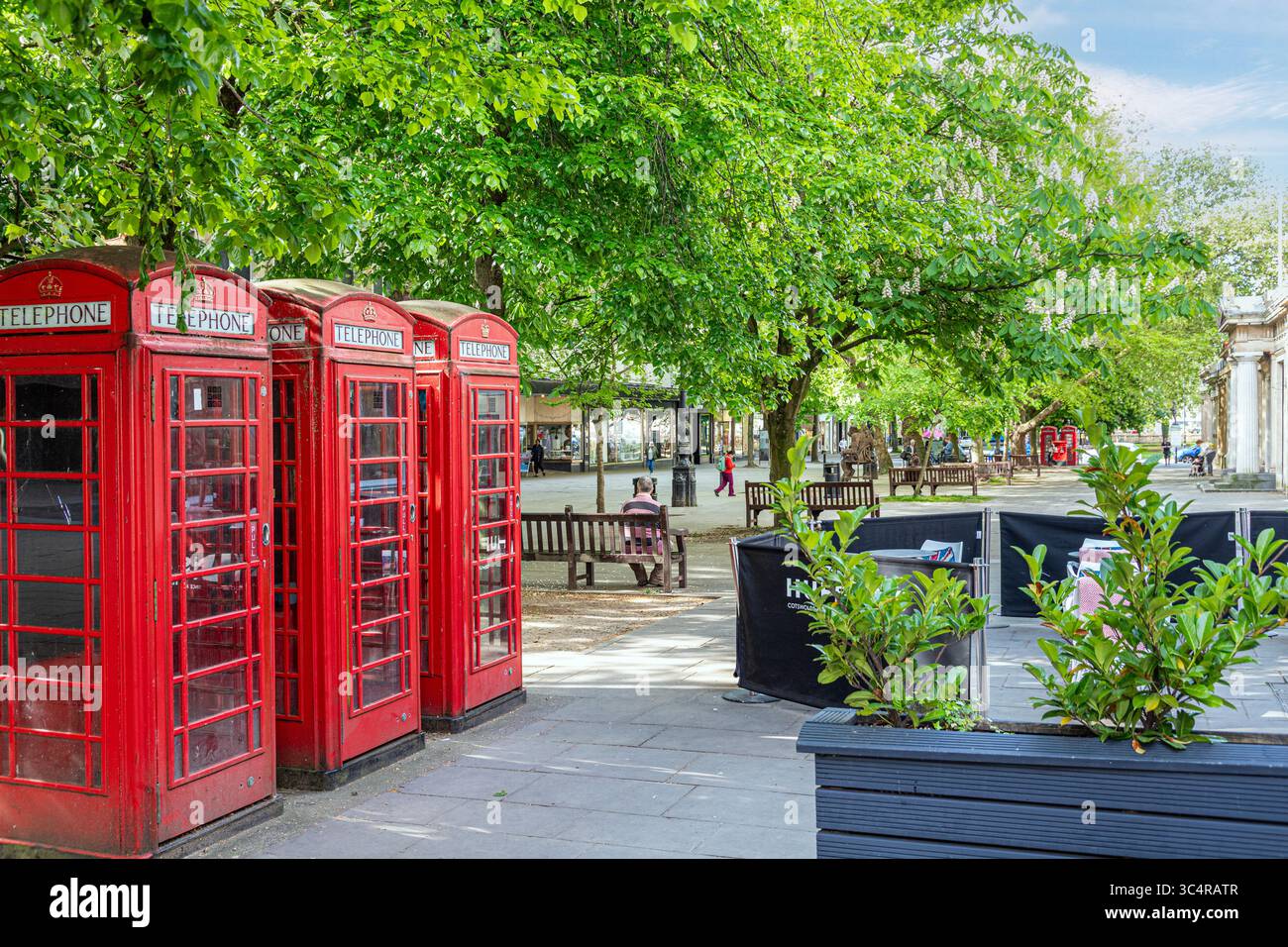 Old red telephone boxes, The Promenade, Cheltenham, Gloucestershire ...