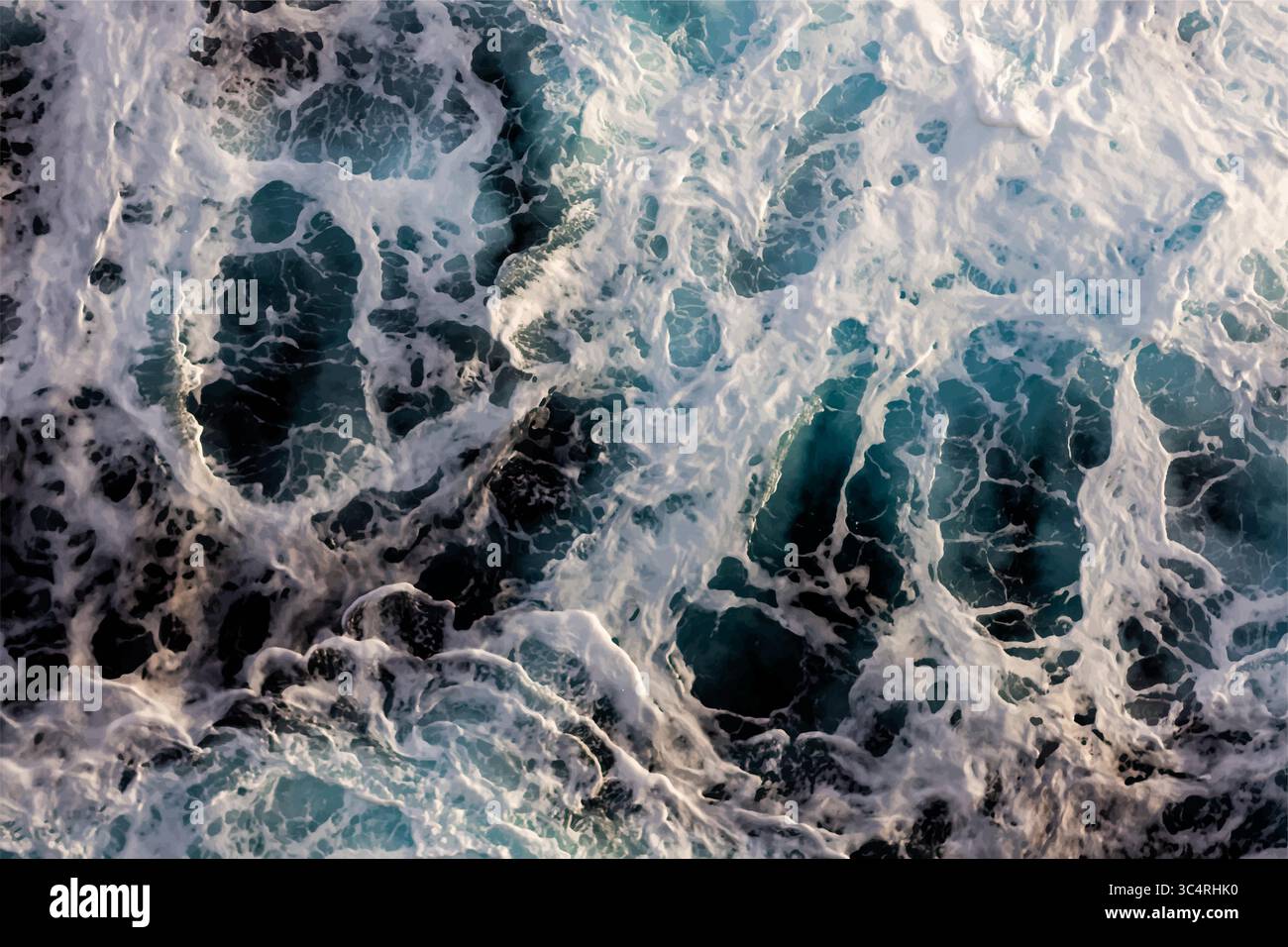 Sea water surface background. Aerial view of captivating foamy water ...