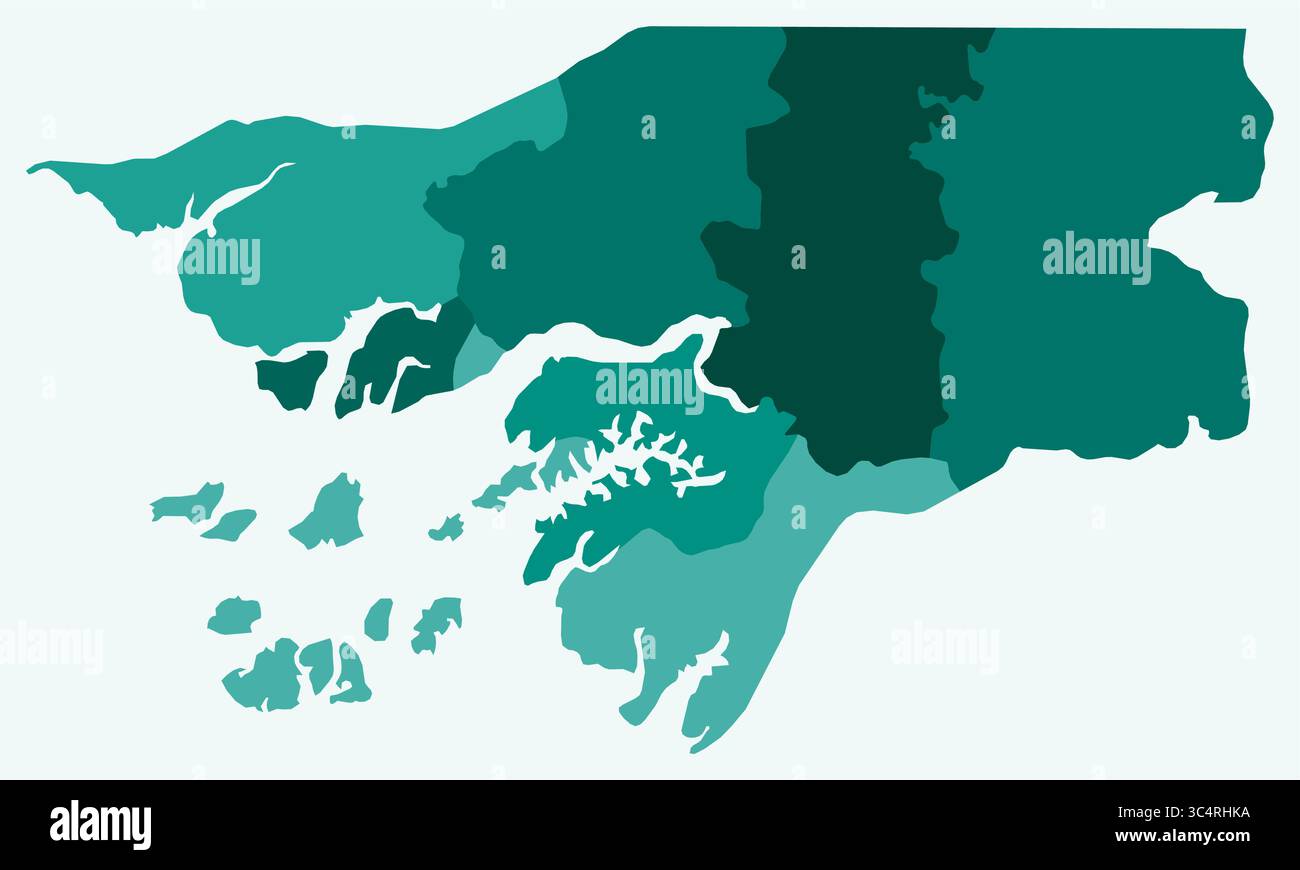 Map of Guinea-Bissau with regions. Just a simple country border map ...