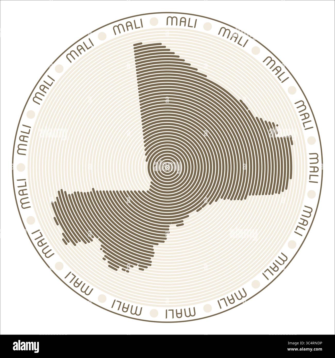 Mali round logo design. Country shape built of rings. Mali text around ...