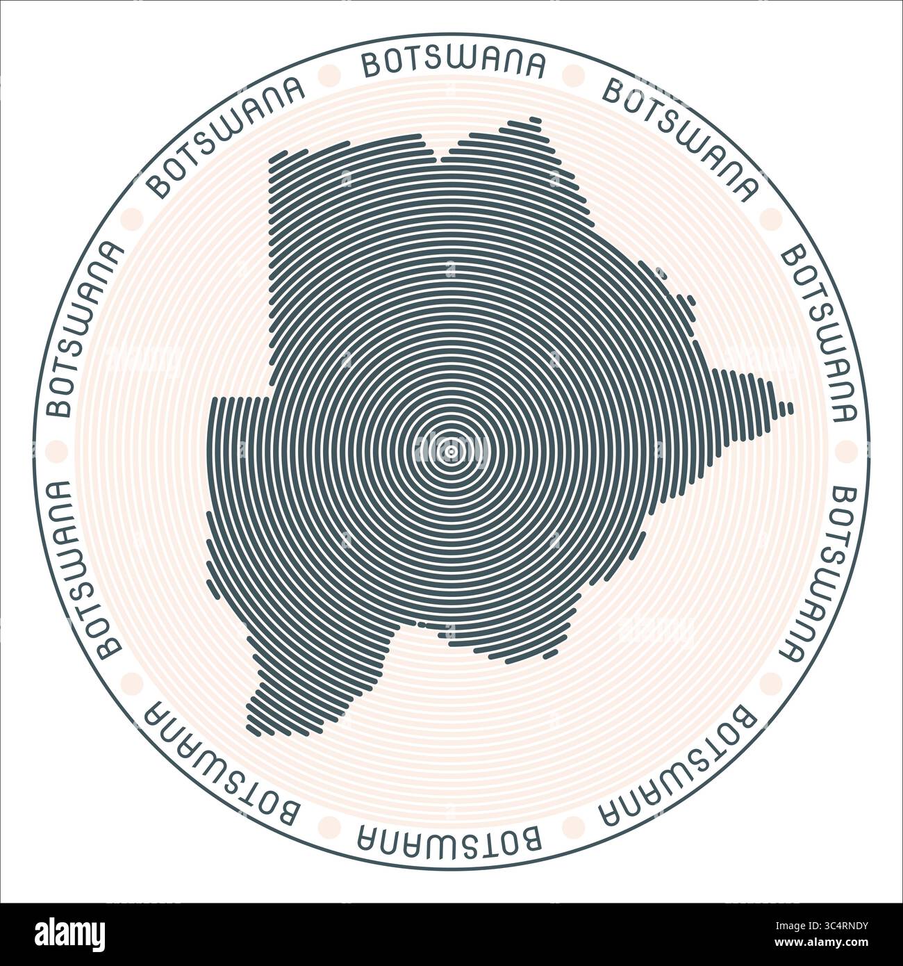 Botswana round logo design. Country shape build of rings. Botswana text ...