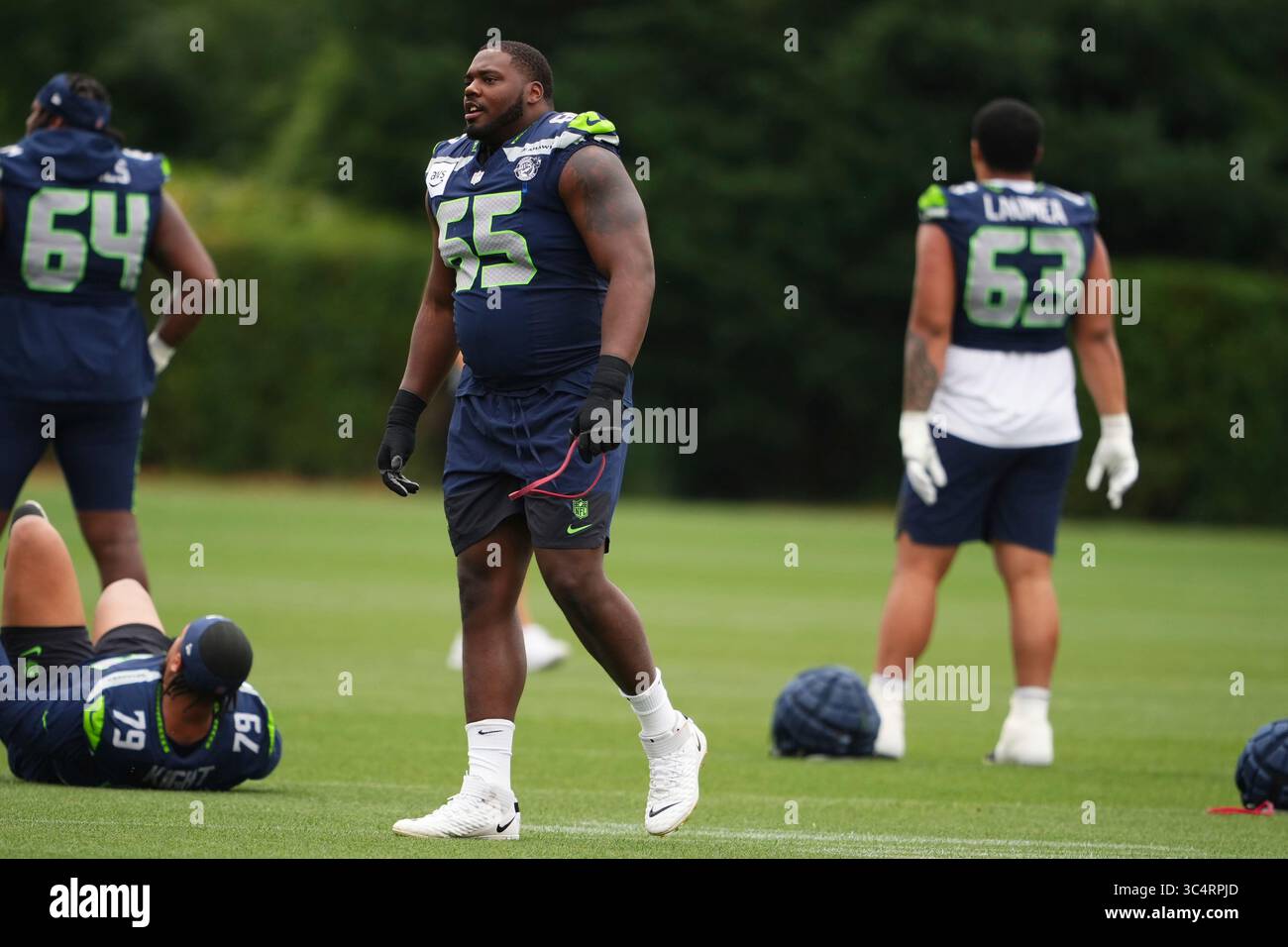 Seattle Seahawks offensive tackle Michael Jerrell warms up during the ...