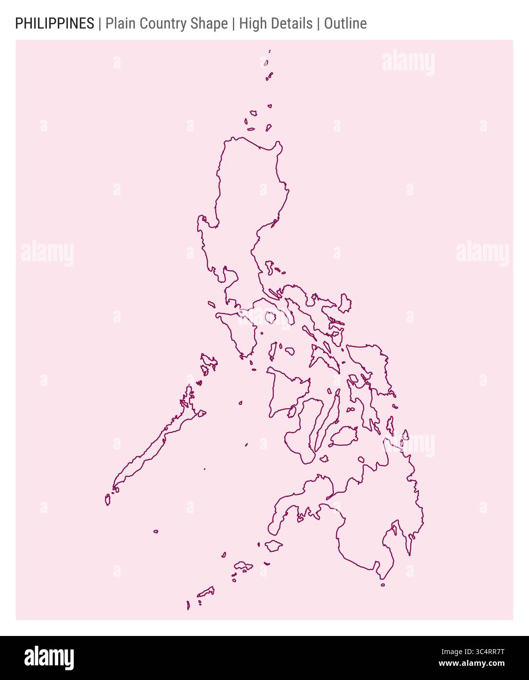 Philippines plain country map. High details. Outline style. Shape of ...