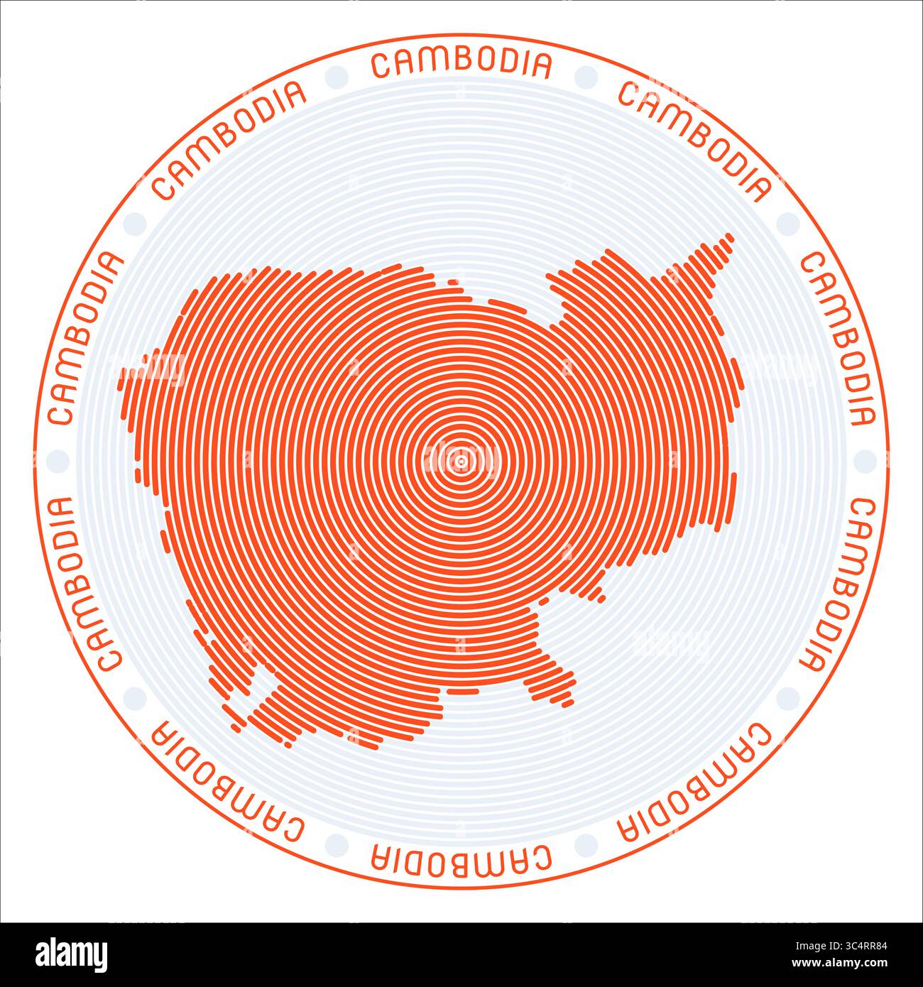 Cambodia round logo design. Country shape build of rings. Cambodia text ...