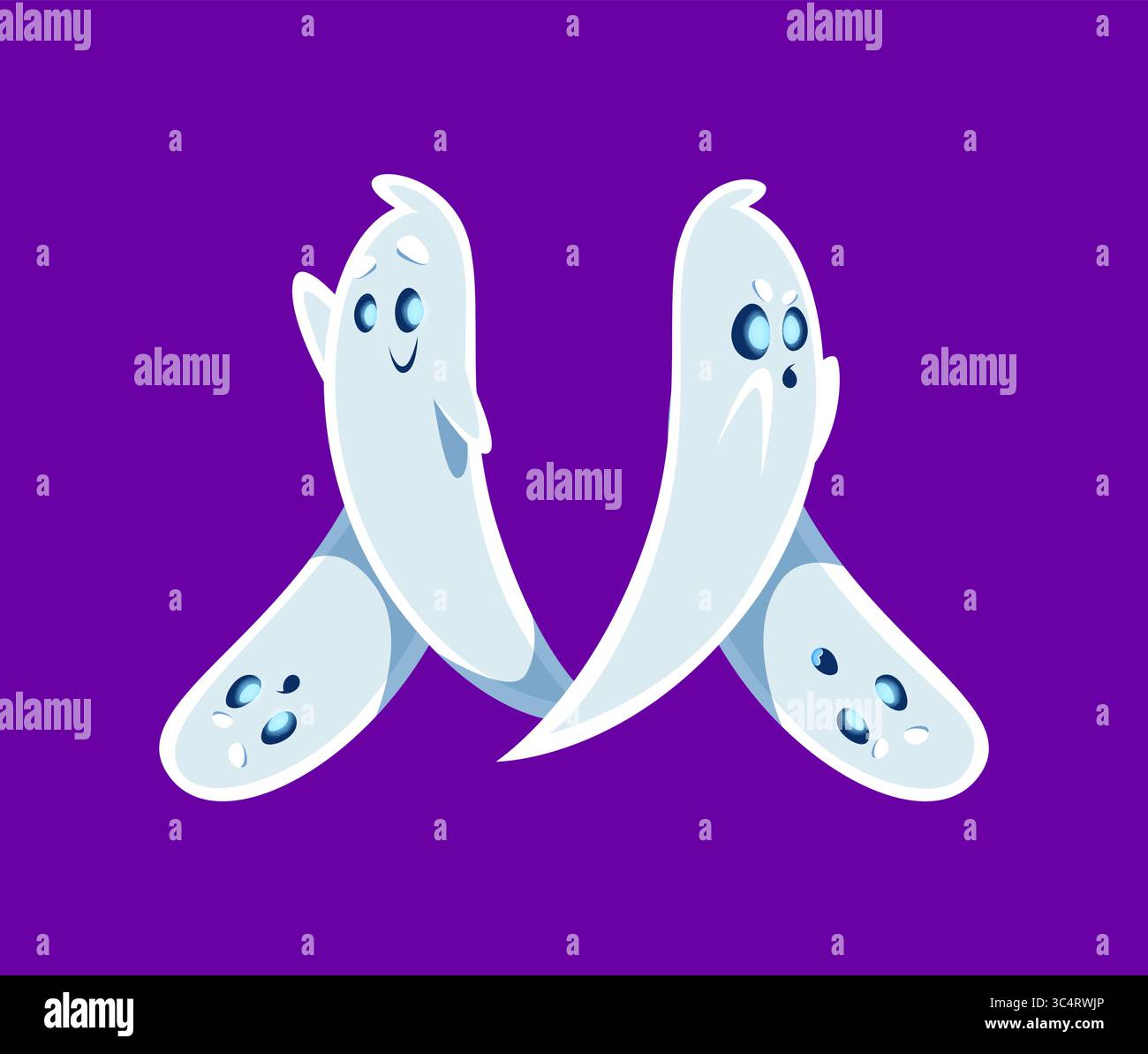 Halloween font M letter ghost cartoon cute character. Cheerful ...