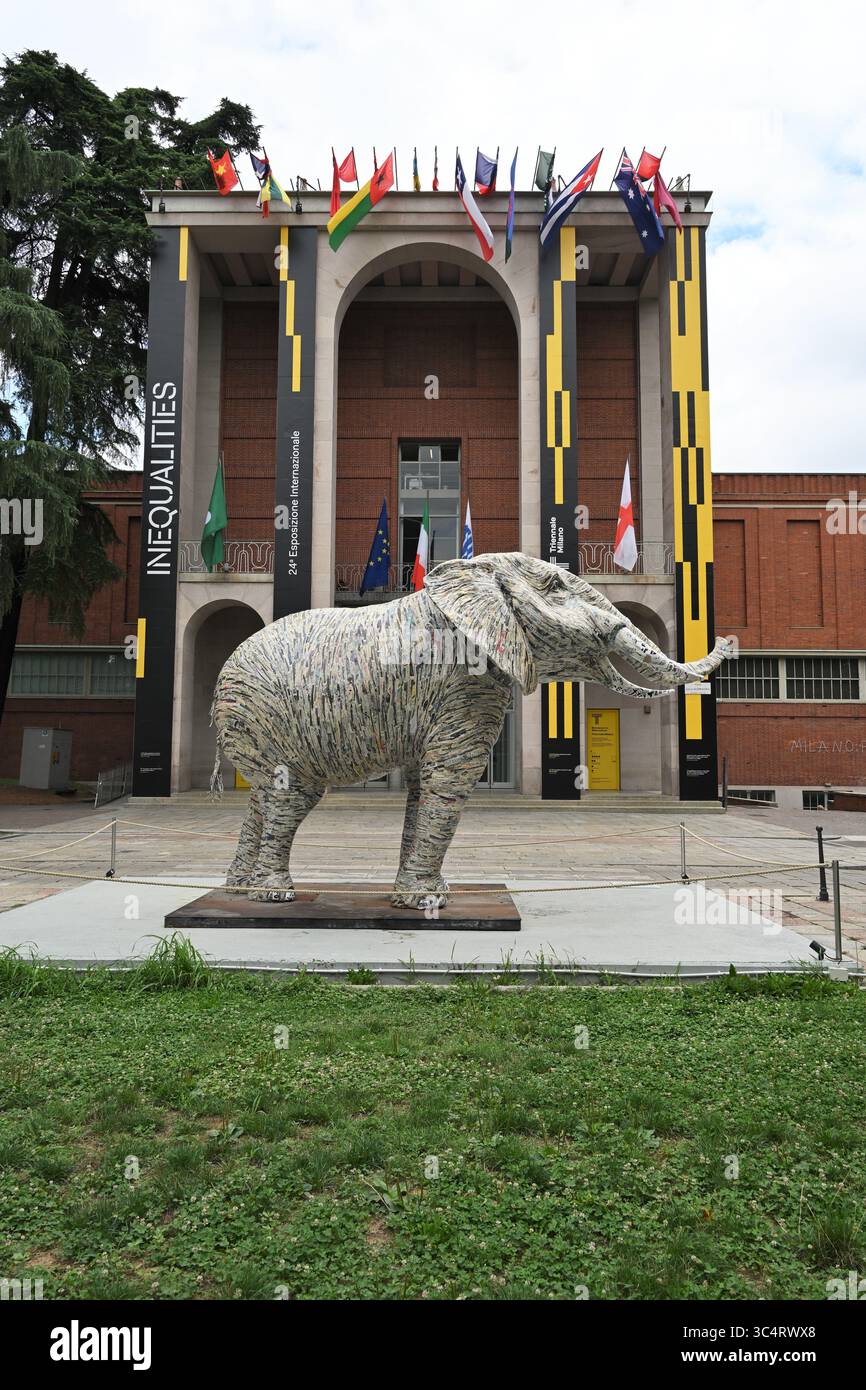 Milan, Italy The Namibian elephant, a monumental sculpture by Jacopo ...