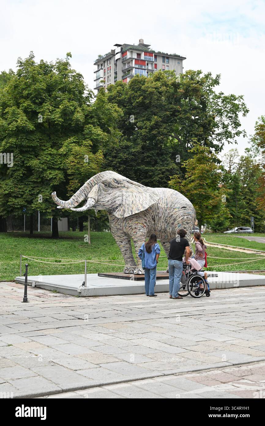 Milan, Italy The Namibian elephant, a monumental sculpture by Jacopo ...