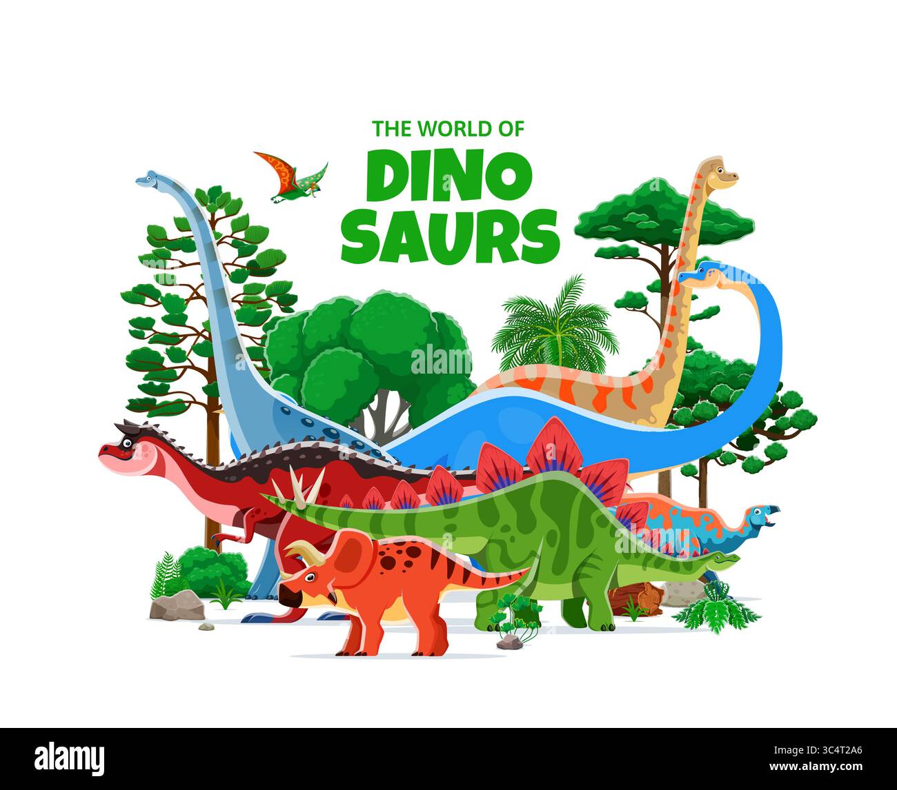 Prehistoric dinosaurs park banner with Jurassic lizards and reptiles ...