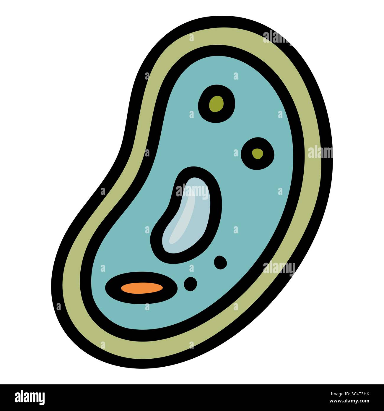A whimsical vector illustration of a stylized single-celled organism ...