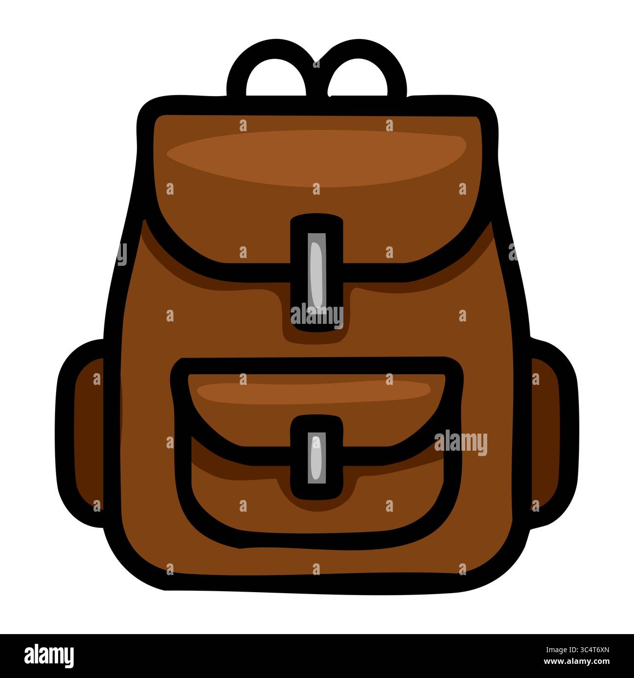 A vector illustration of a brown backpack with two front pockets ...
