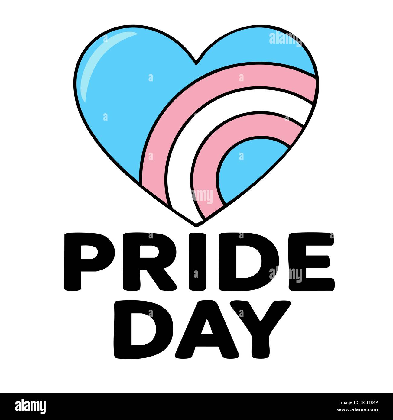 Vector illustration of a heart with transgender pride flag colors and ...