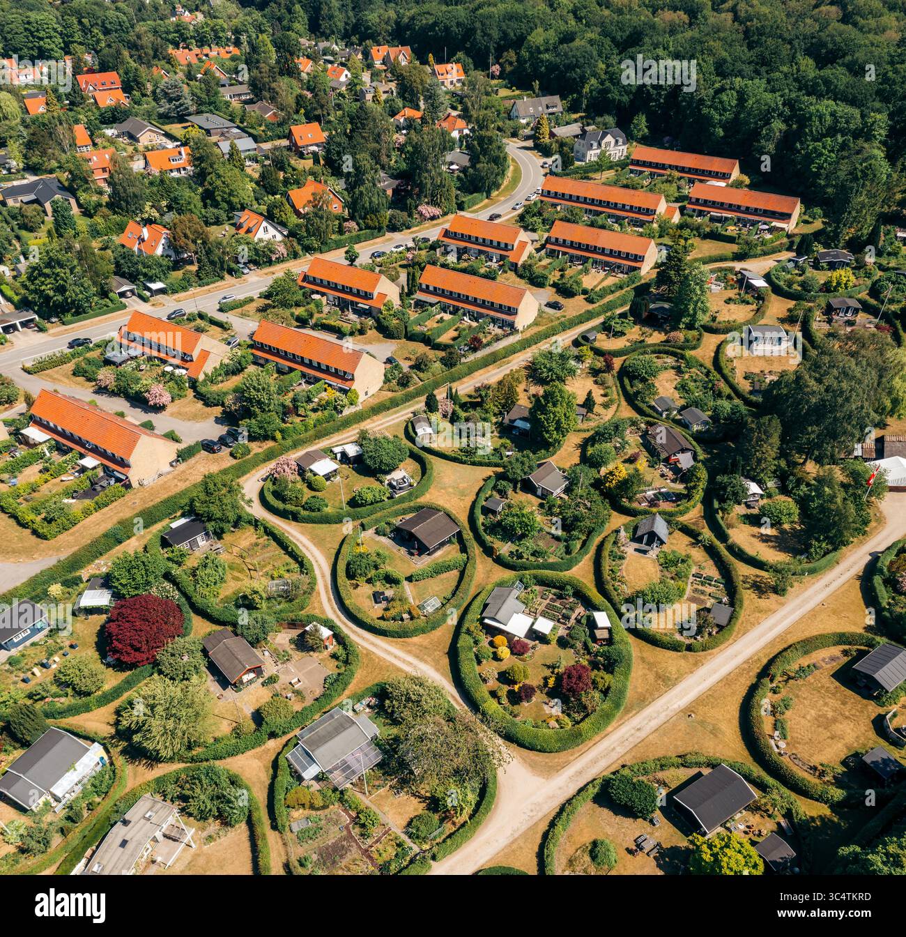 Aerial view of The Round Gardens, a mesmerizing mosaic of circular ...