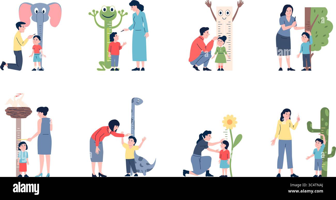 Measure height child parent Cut Out Stock Images & Pictures - Alamy