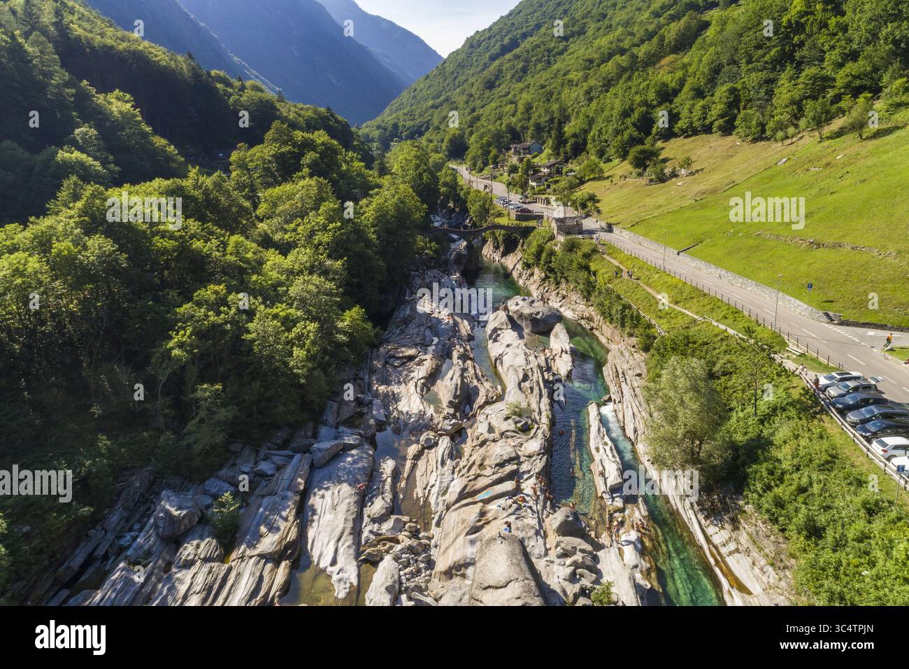 Aerial view winding road carving hi-res stock photography and images ...