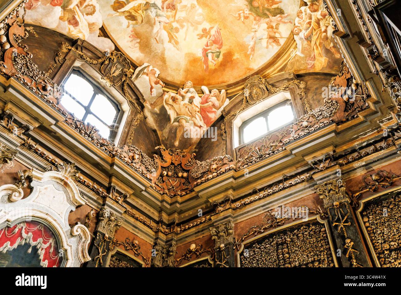 Skulls and bones as Vanitas symbol and landmark in the chapel Ossause ...