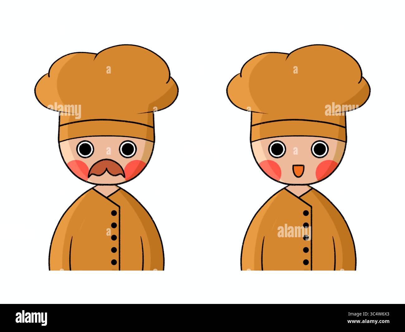 illustration of a cartoon style chef character wearing a traditional ...