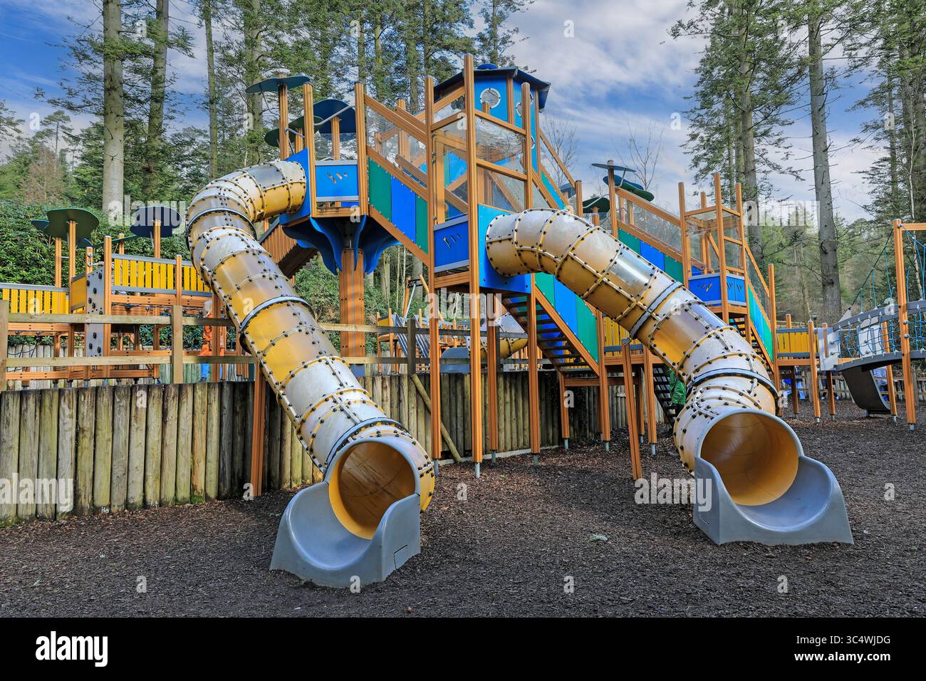 Slides or chutes at the forest Playground at Center Parcs, Longleat ...