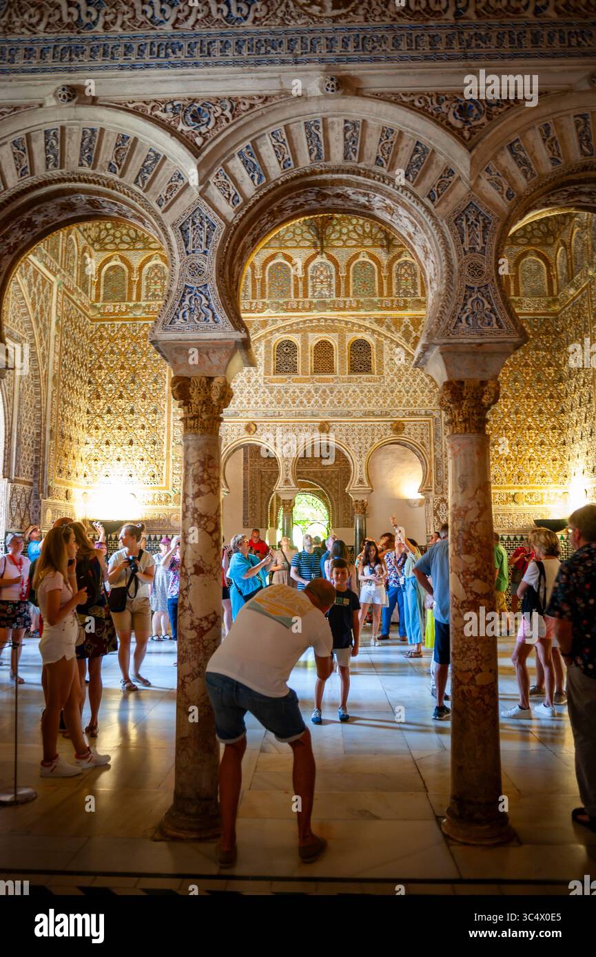 Seville, Spain, Crowd Tourists, Family, Visiting Historic Museum, old ...