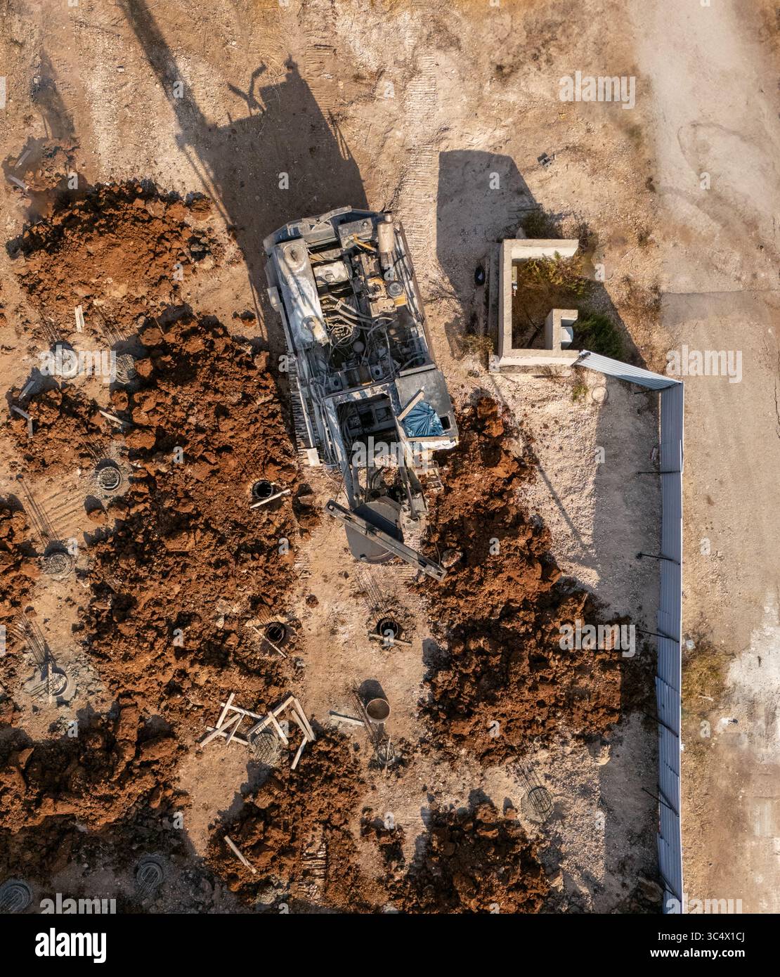 Aerial view fence construction hi-res stock photography and images - Alamy