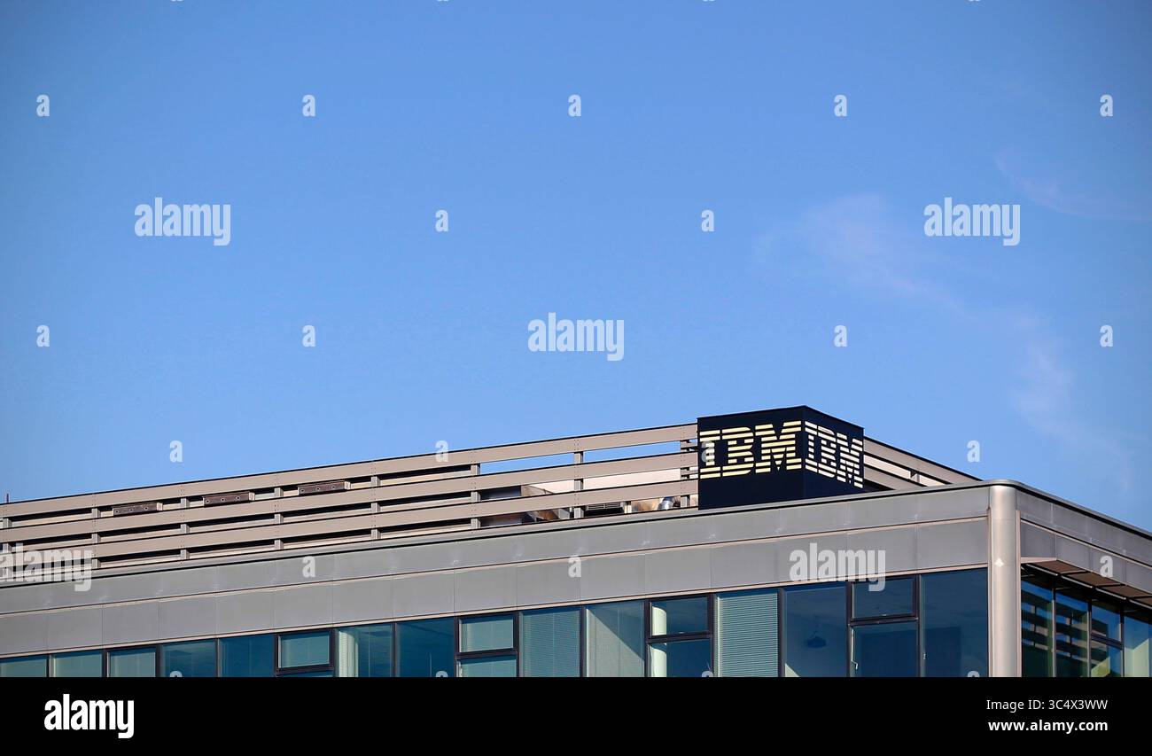 Prague, Czech Republic – 06 30 2025: IBM logo on glass facade of the ...