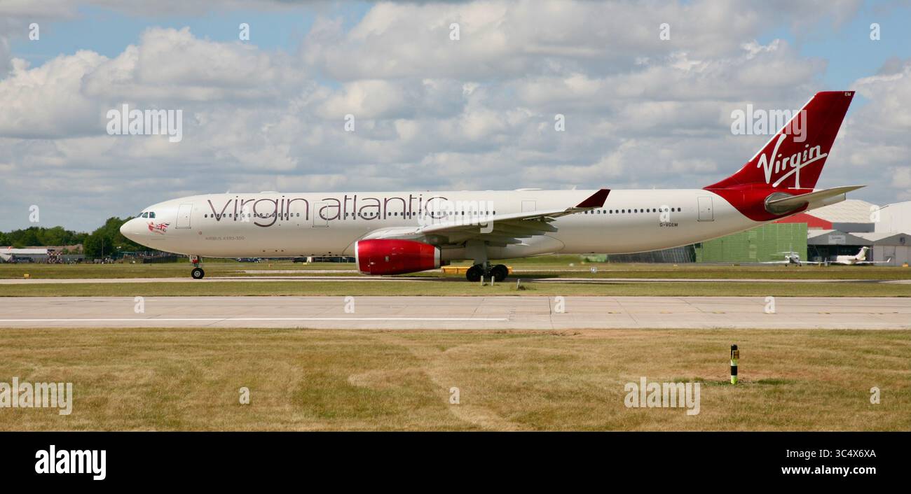 A Virgin Atlantic A330 aircraft, on the runway, at Manchester ...