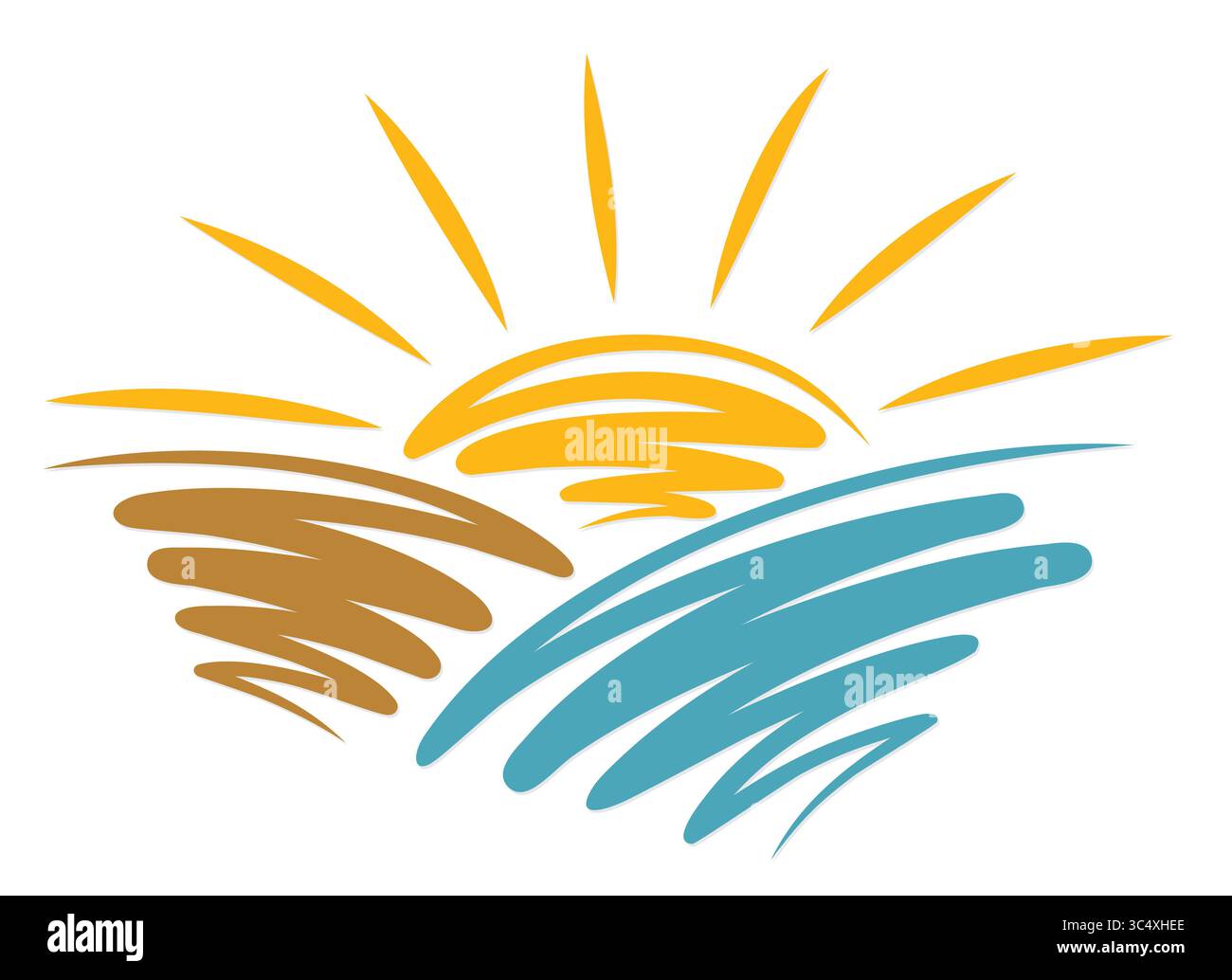 Dawn of the sun with the sea and sand Stock Vector Image & Art - Alamy