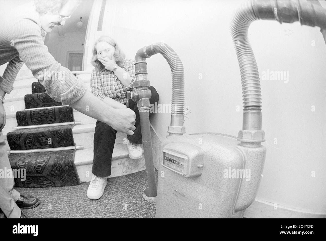 Gas meter inspection Black and White Stock Photos & Images - Alamy