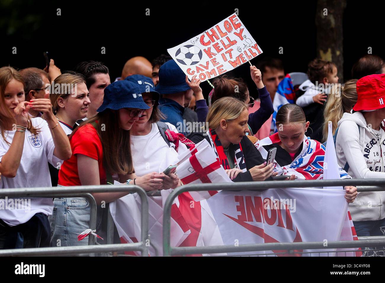 Fans arrive at The Mall prior to England Women's Euros Victory Parade ...