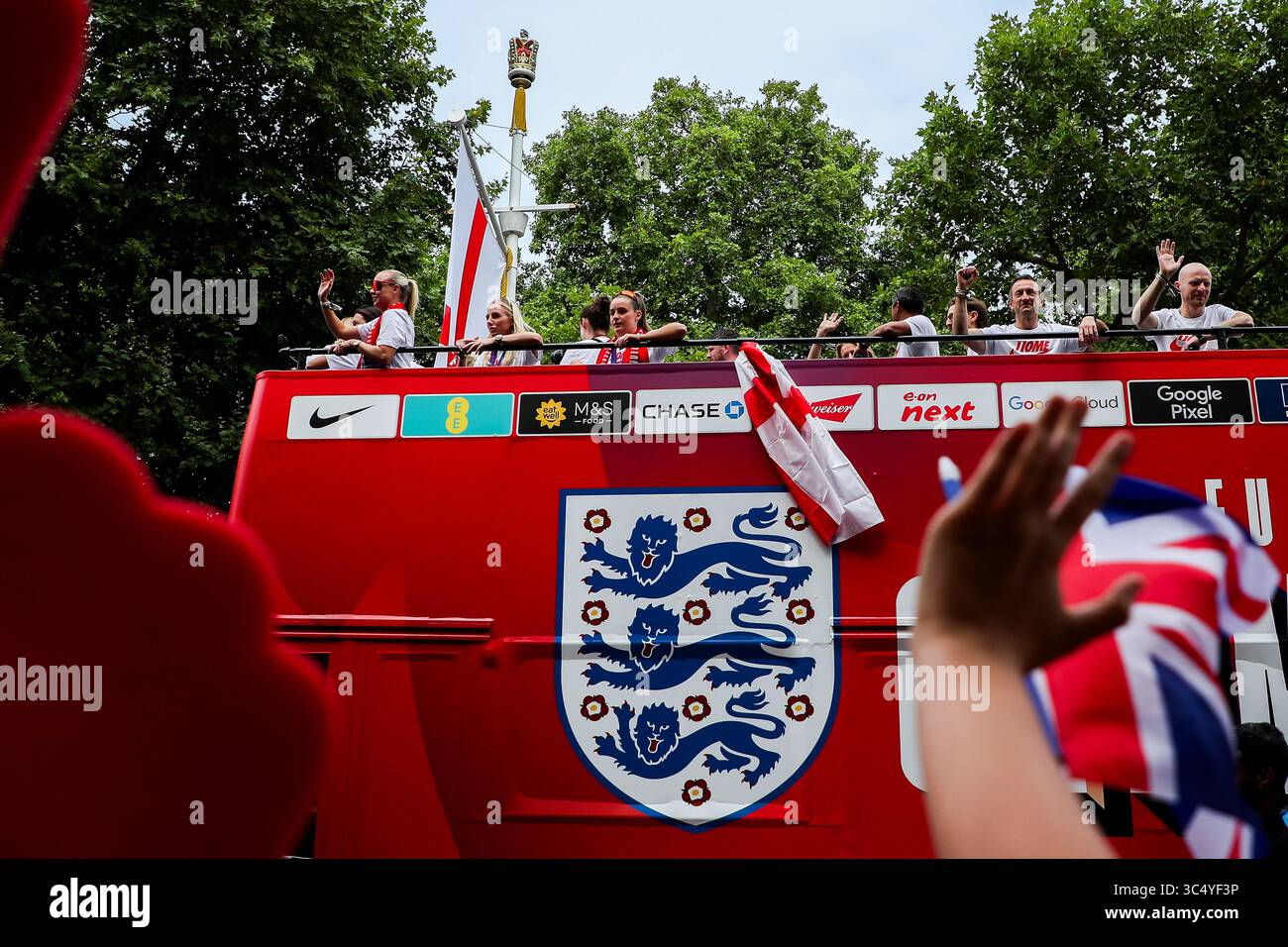 England Women celebrate during England Women's Euros Victory Parade at ...