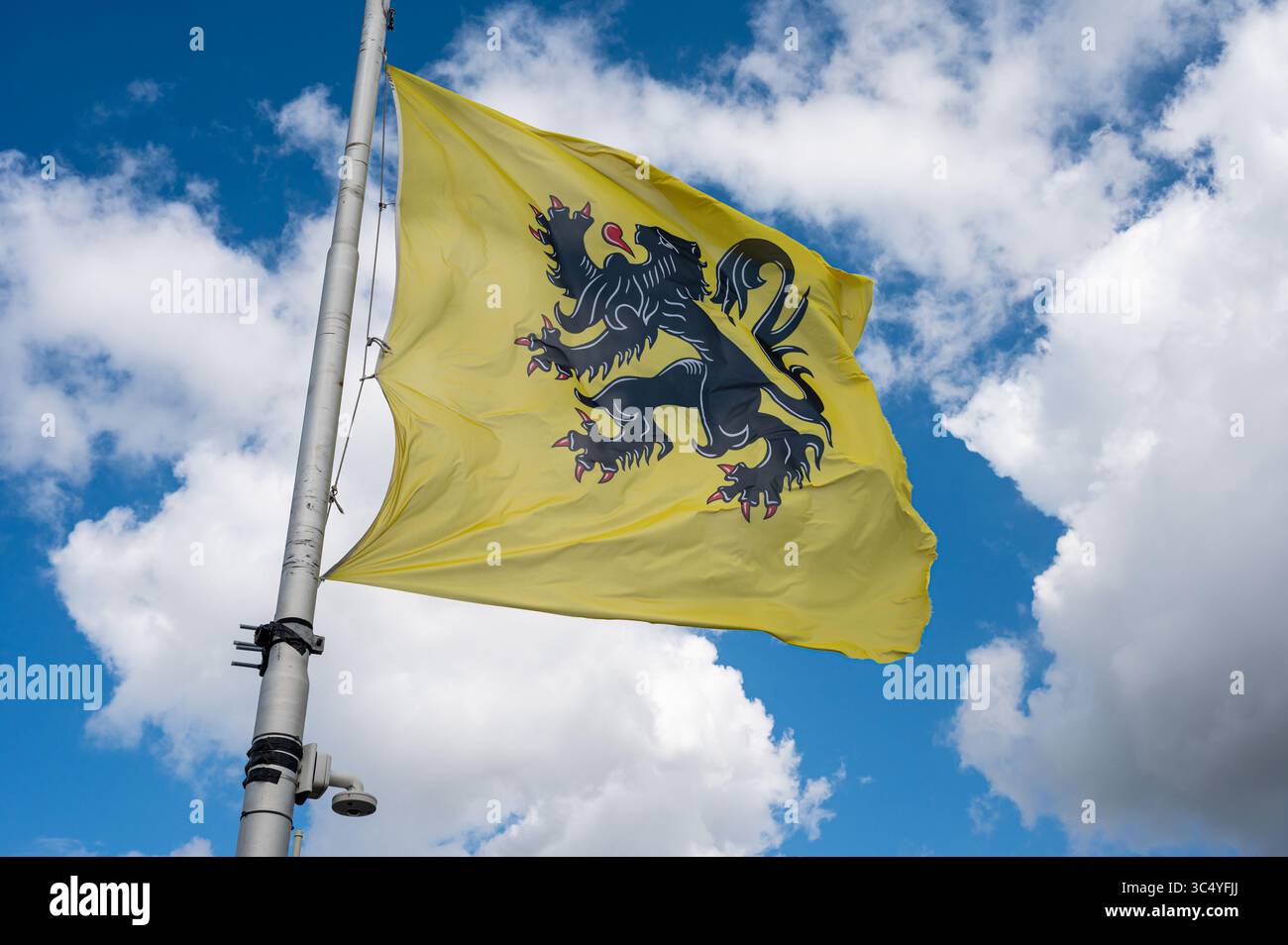 Flemish Lion flag at the Ijzertoren in Diksmuide, West Flanders ...
