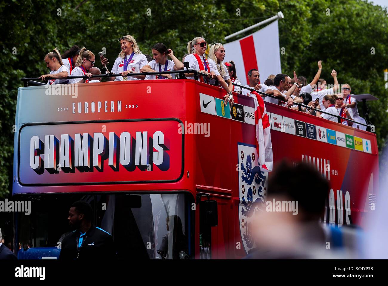 England Women celebrate during England Women's Euros Victory Parade at ...