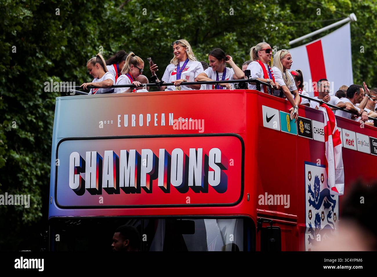 England Women celebrate during England Women's Euros Victory Parade at ...