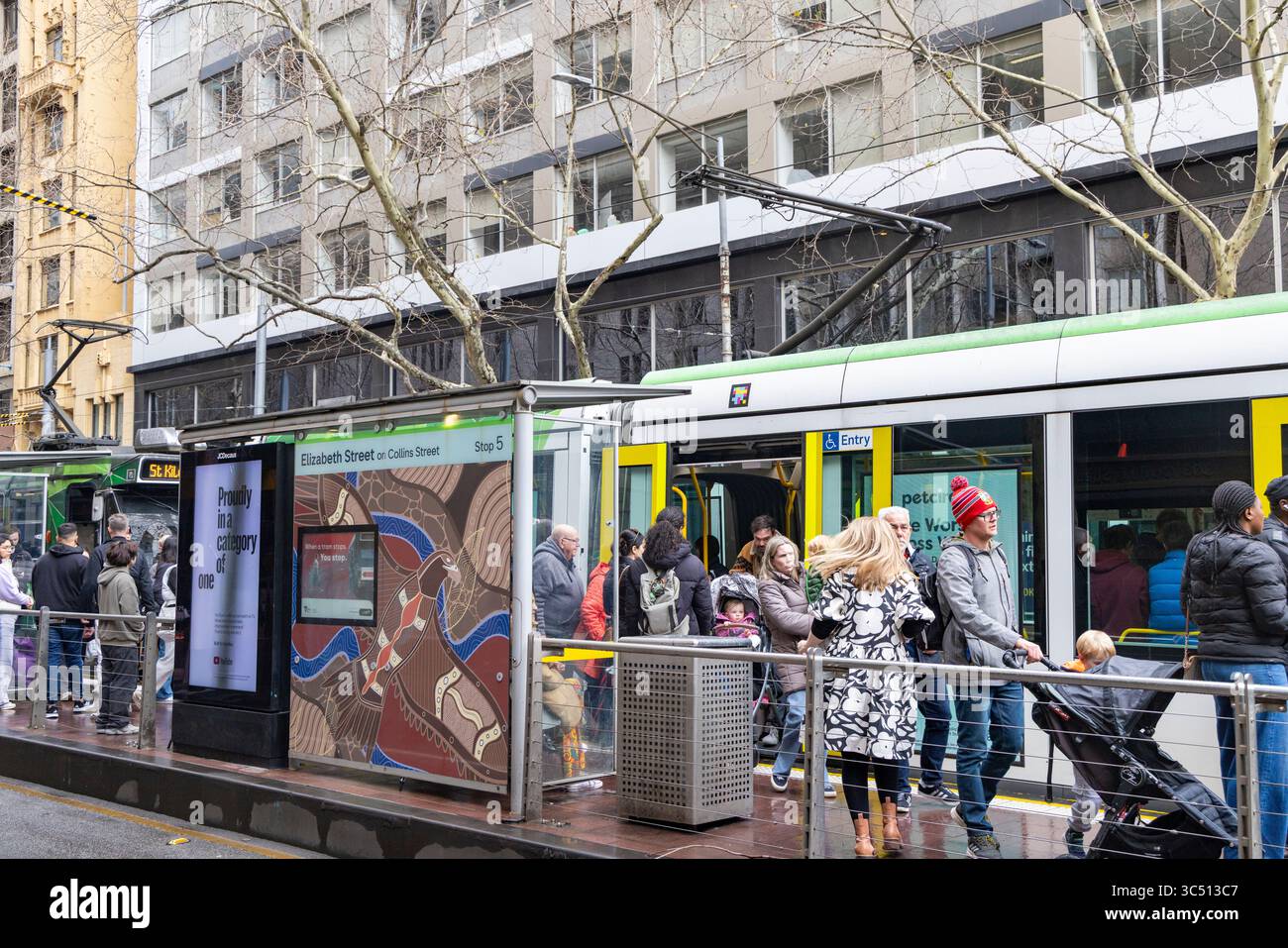 Melbourne, Victoria,Australia, Yarra tram stops at Elizabeth street ...