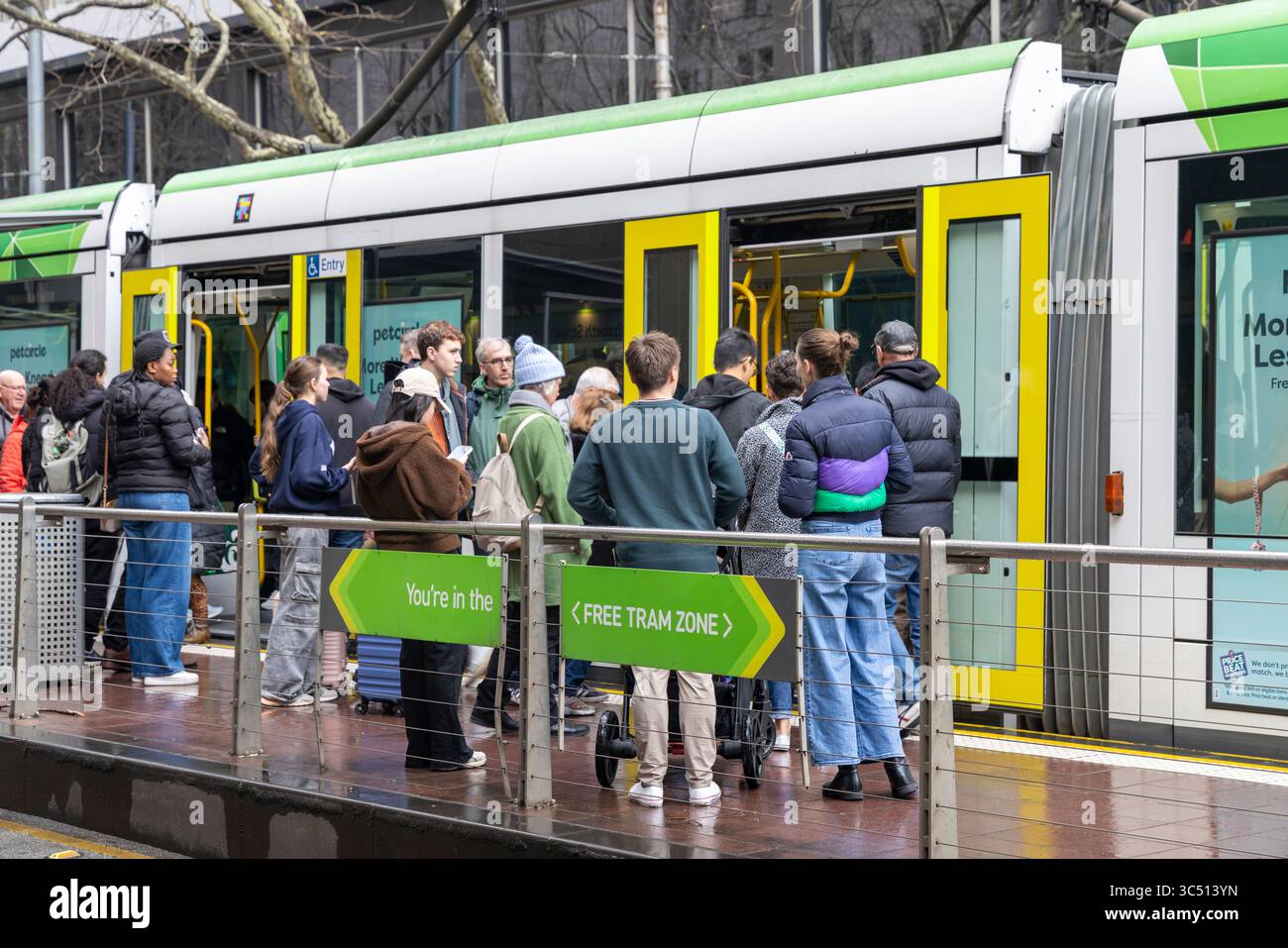Melbourne, Victoria,Australia, Yarra tram stops at Elizabeth street ...