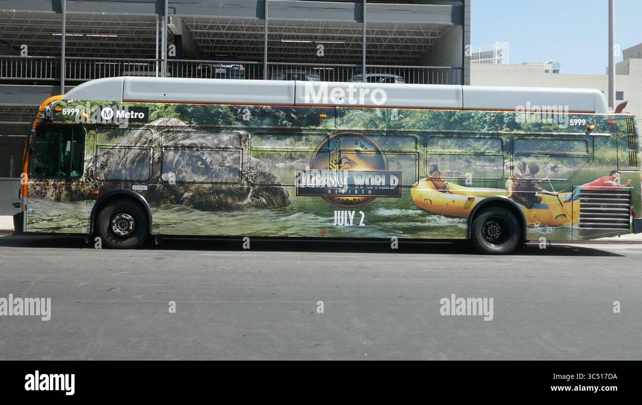 Los Angeles, California, USA 28th July 2025 Jurassic World Rebirth Bus ...