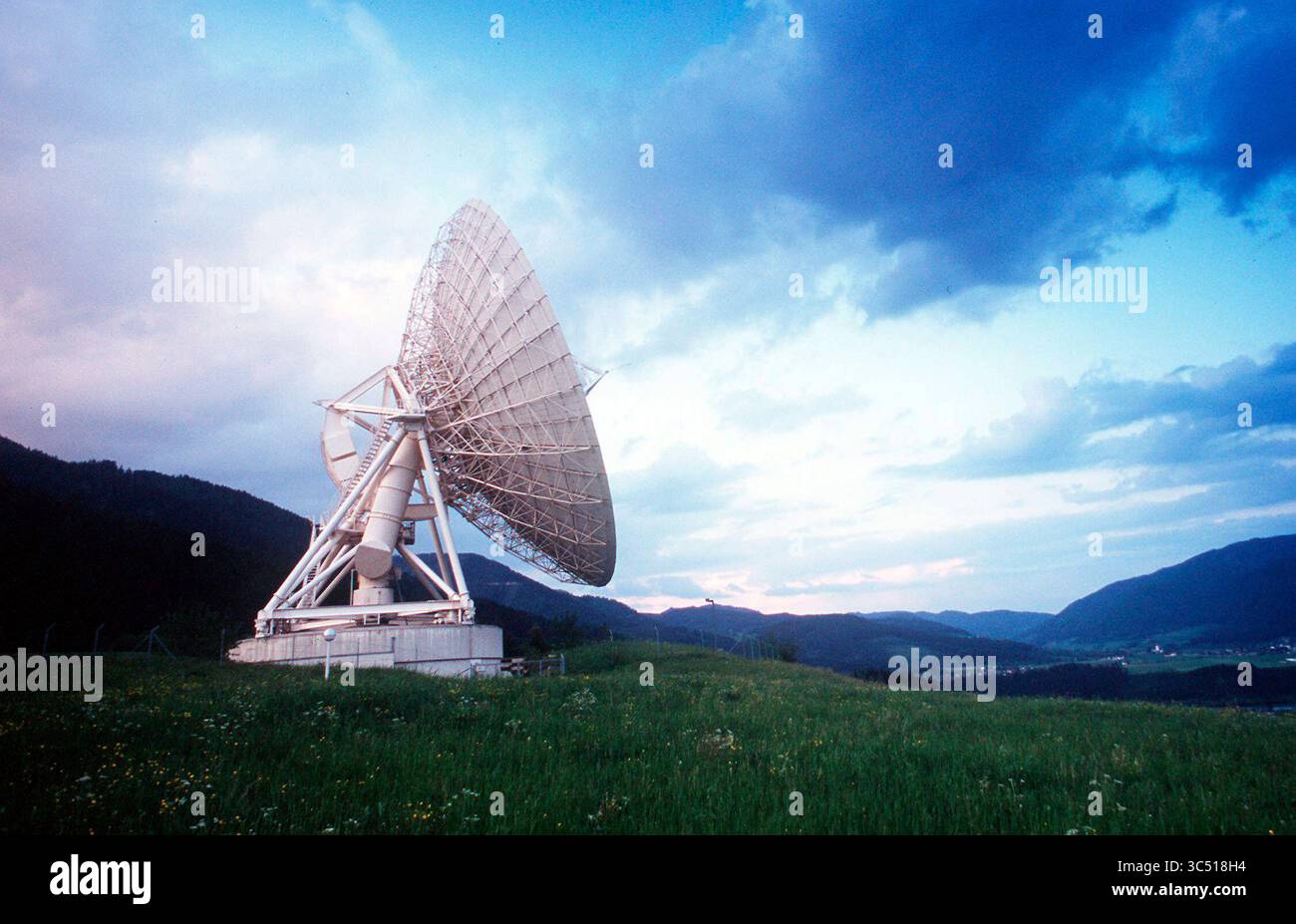 telecommunication station with parabolic antenna or satellite dish for ...